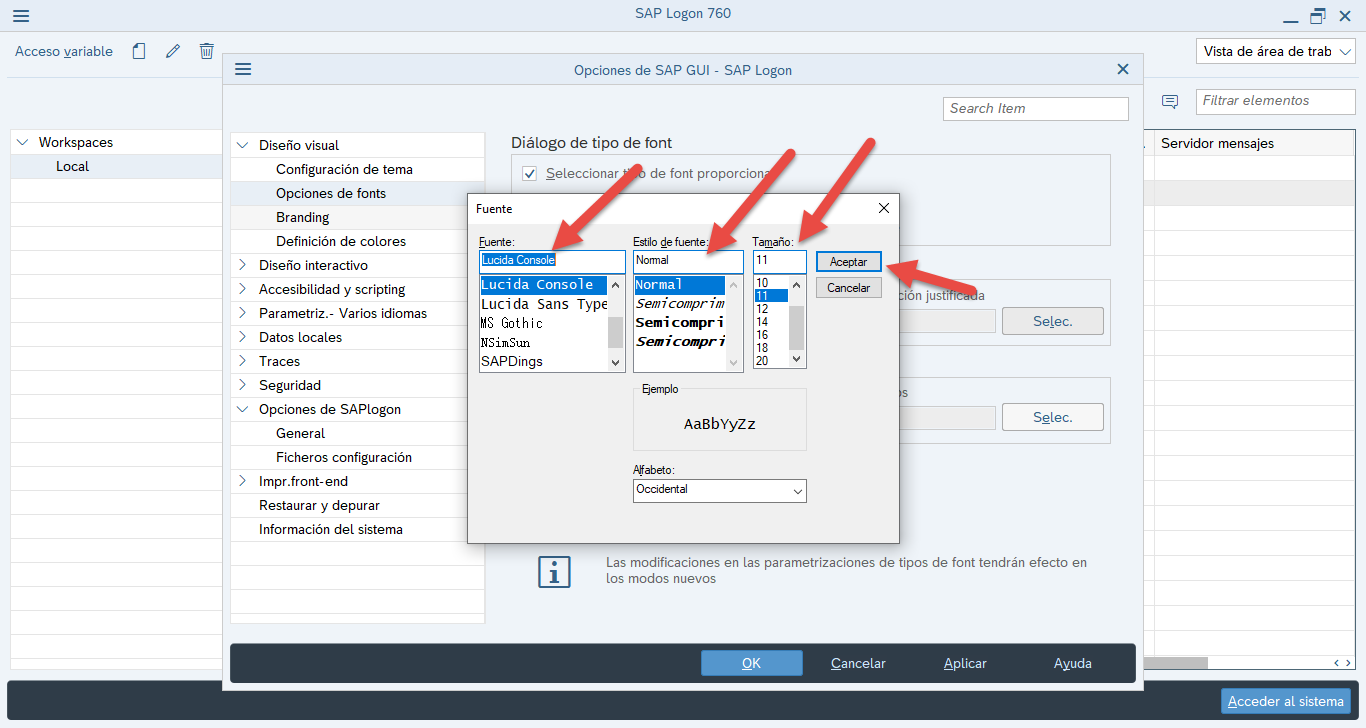 Artículo: Cambiar tamaño y tipo de letra de tema en SAP GUI