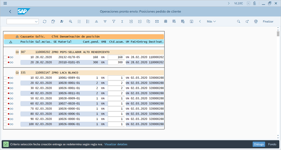 Artículo: Crear entregas en masivo - VL10A, VL10B, VL10C, VL10D, VL10G ...