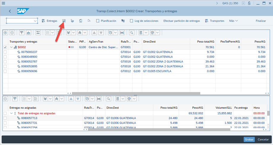 Artículo: Crear documento de transporte - VT01N