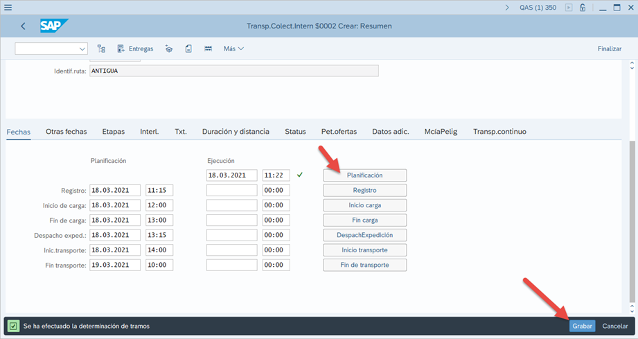 Artículo: Crear documento de transporte - VT01N