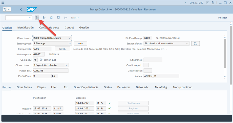 Artículo: Gestión de documento de transporte - VT02N