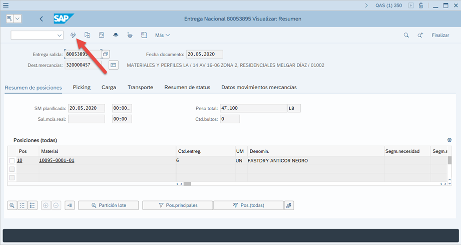 Artículo: Gestión de documento de transporte - VT02N