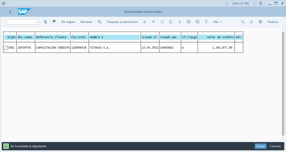 Artículo: Liberar pedido retenido por créditos - VKM1