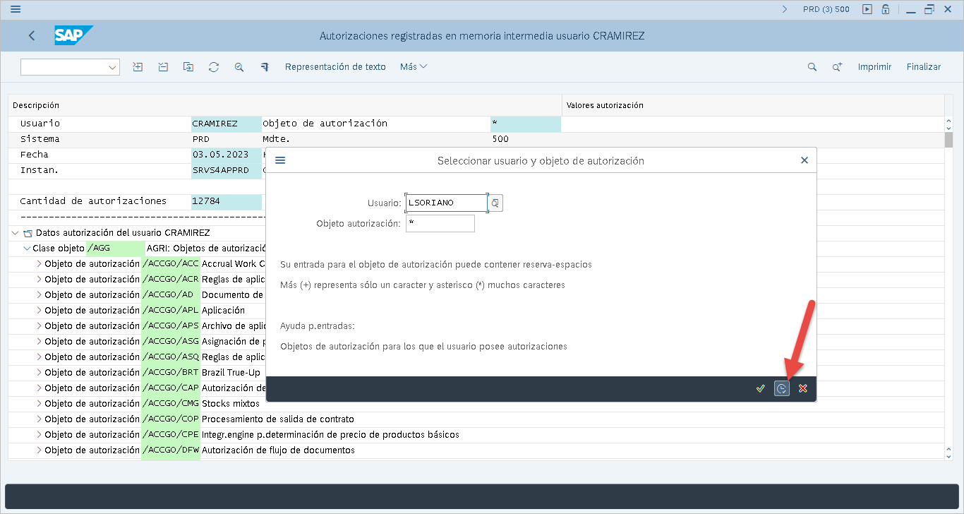 Artículo: Autorizaciones registradas en usuario - SU56