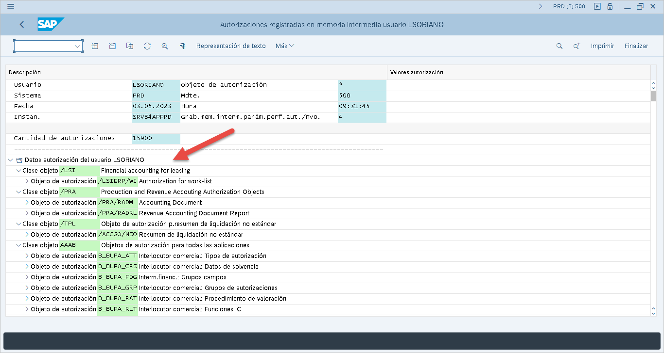 Artículo: Autorizaciones registradas en usuario - SU56