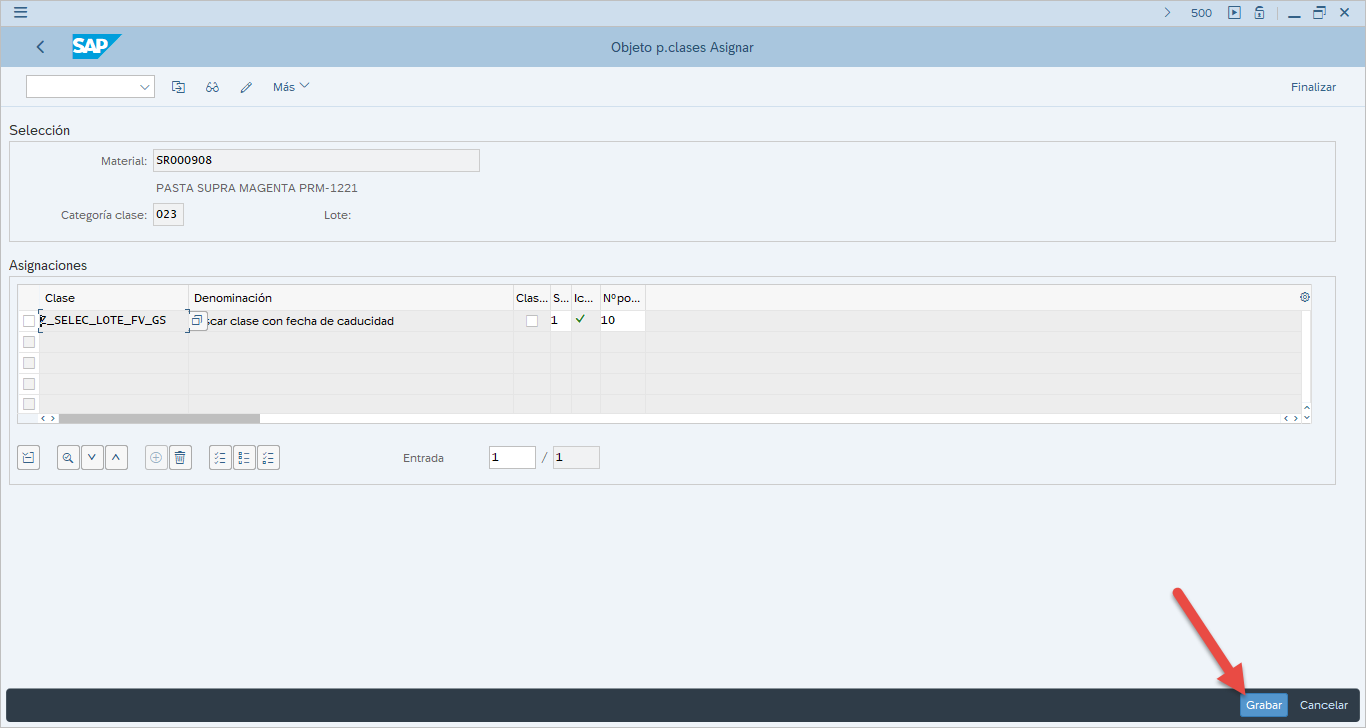 Artículo: Gestión de clase de lote en materiales - CL20N / MSC2N