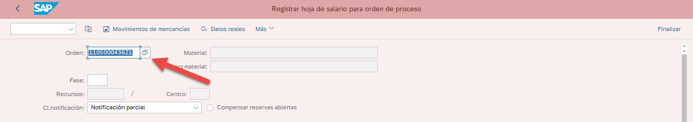 Artículo: Notificar orden y dar salida a componentes - COR6N